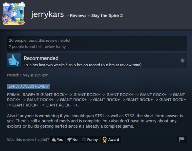 Slay The Spire 2 Steam Reviews: Like Having A Second Child
