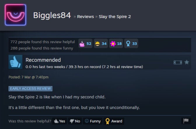 Slay The Spire 2 Steam Reviews: Like Having A Second Child